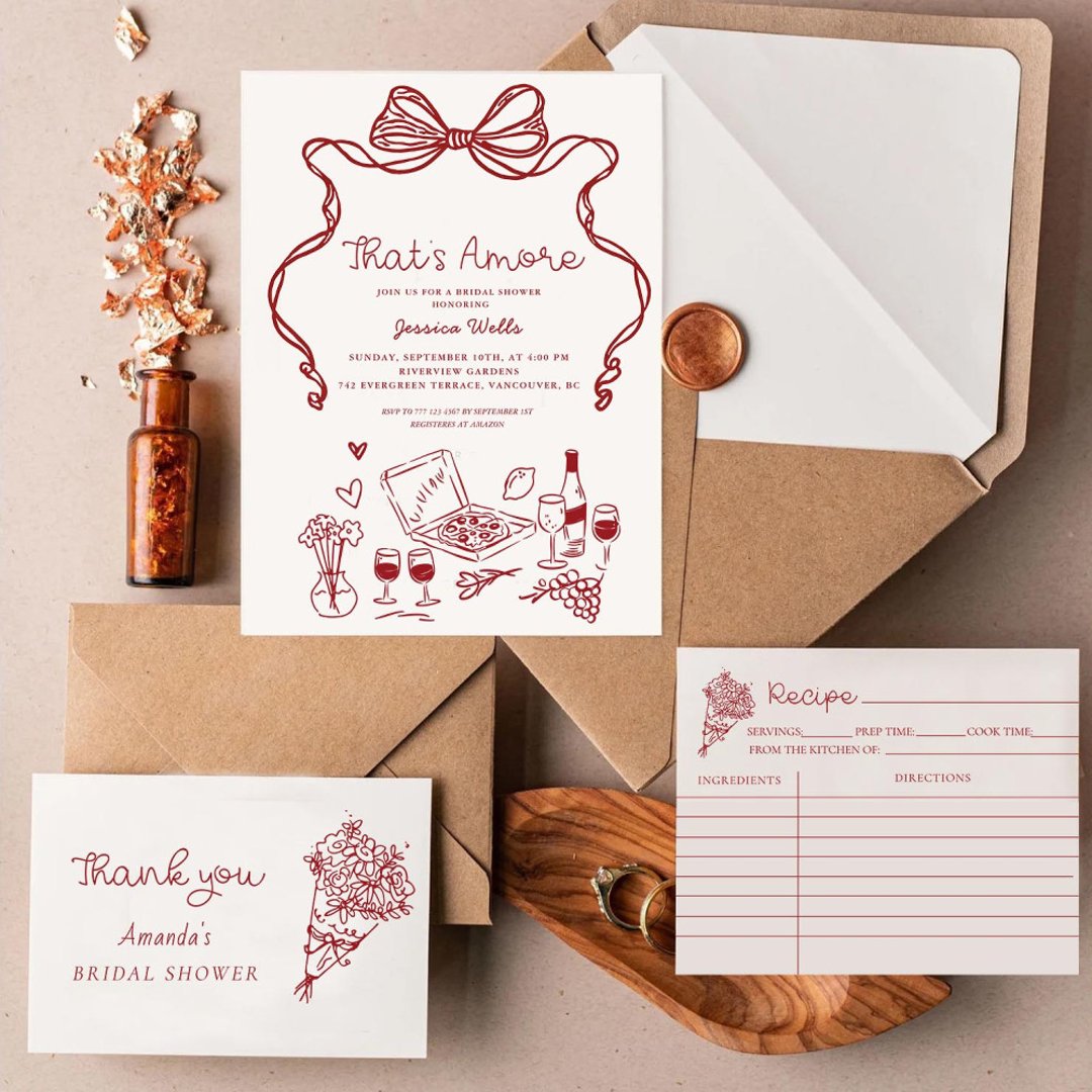 That's Amore Hand Drawn Bridal Shower Invitation | Zazzle