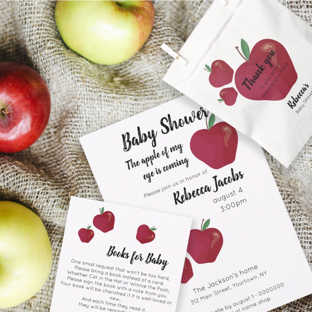 Red apple Diaper Raffle Enclosure Card | Zazzle