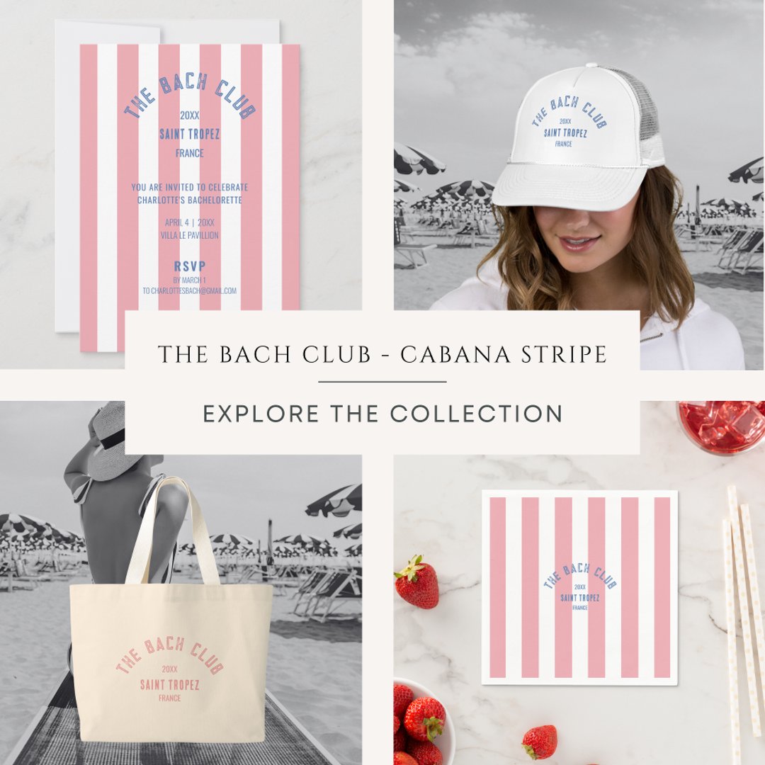 The Bach Club Blue Crest Pink Cabana Stripe Paper Cups | Zazzle
