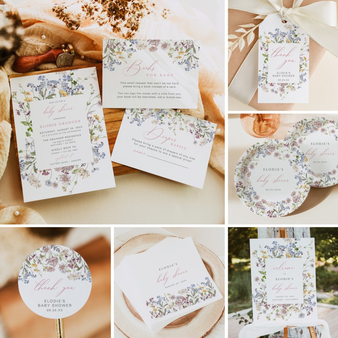 Baby in Bloom Wildflower Baby Shower Invitation | Zazzle