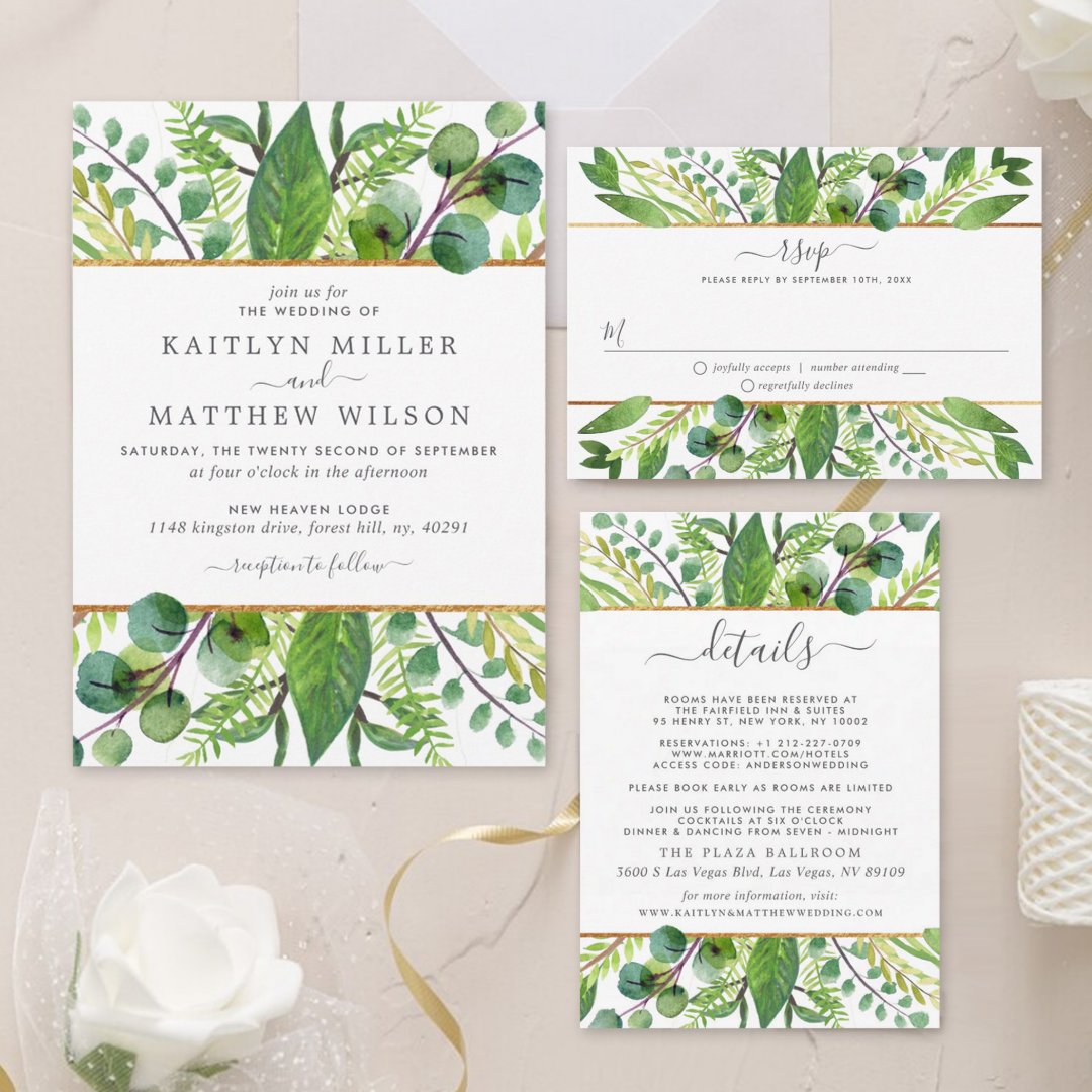 The Greenery & Gold Wedding Collection Banner | Zazzle