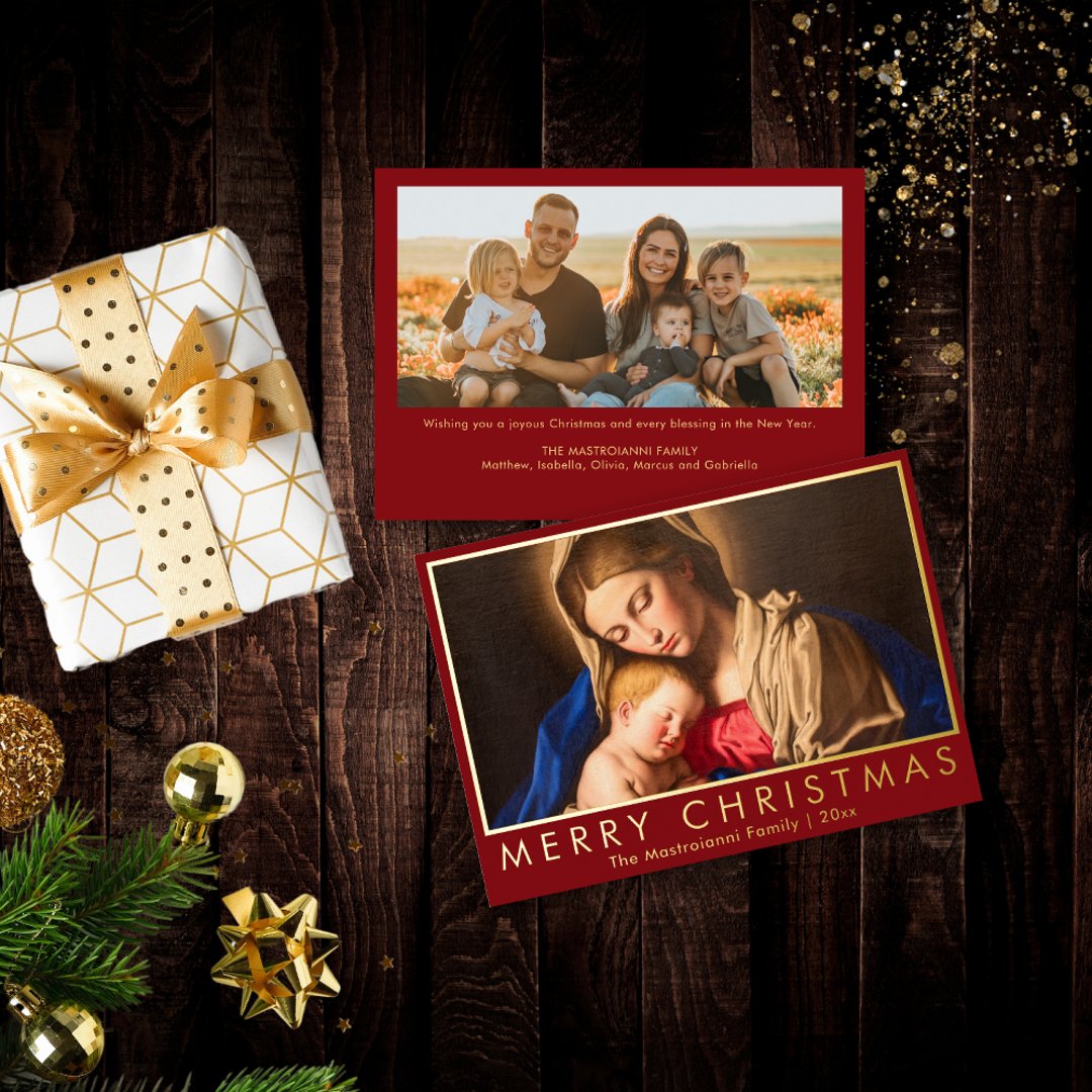 Bible Verse & Photo Religious Catholic Christmas Holiday Card | Zazzle