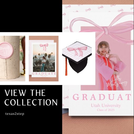 Coquette Pink Bow Photo Graduation Party Sign | Zazzle