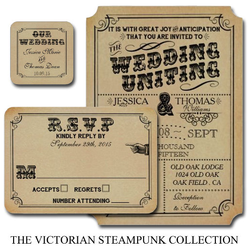 The Victorian Steampunk Wedding Collection Invitation | Zazzle