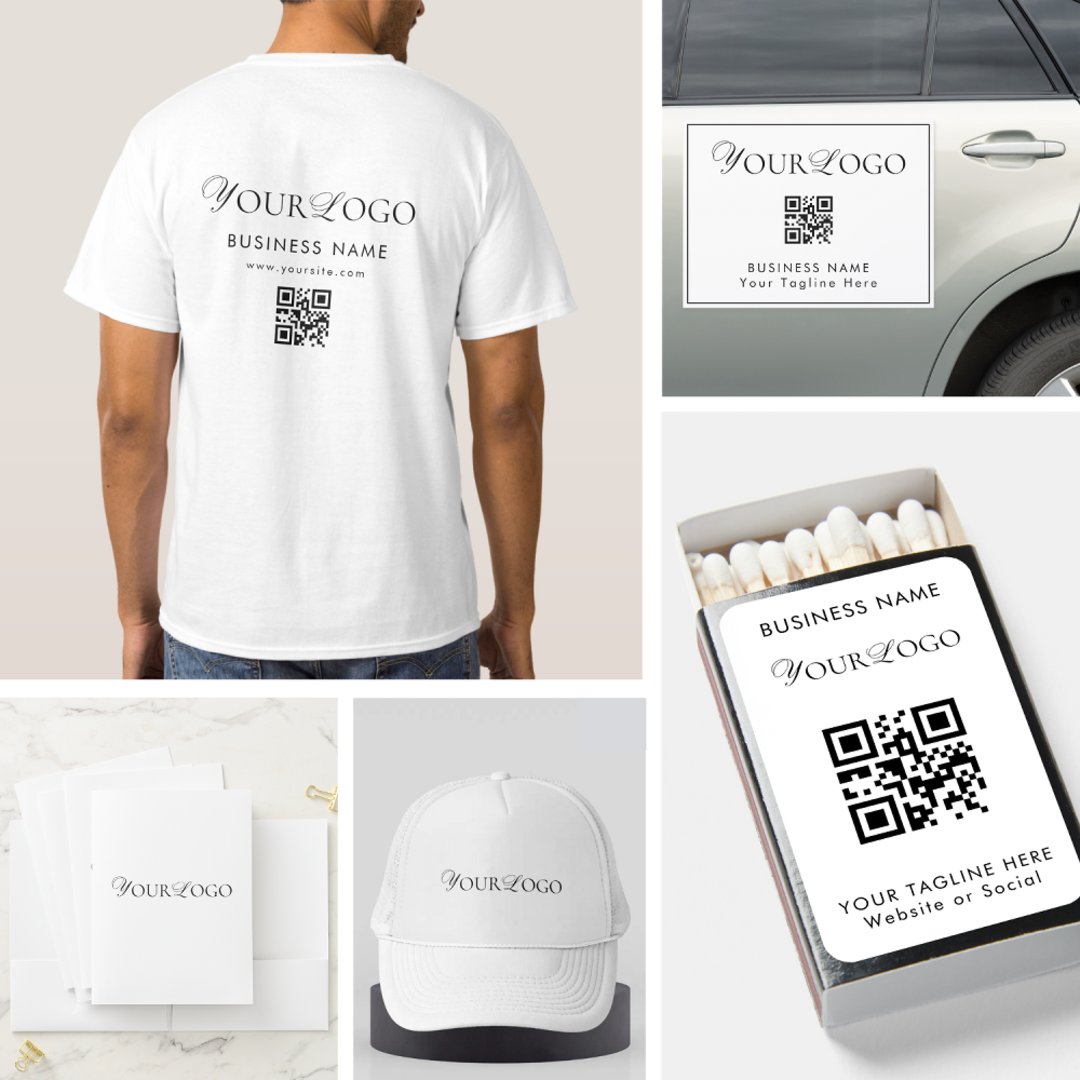 Text Horizontal Business Logo Qr Code Company Business Card | Zazzle