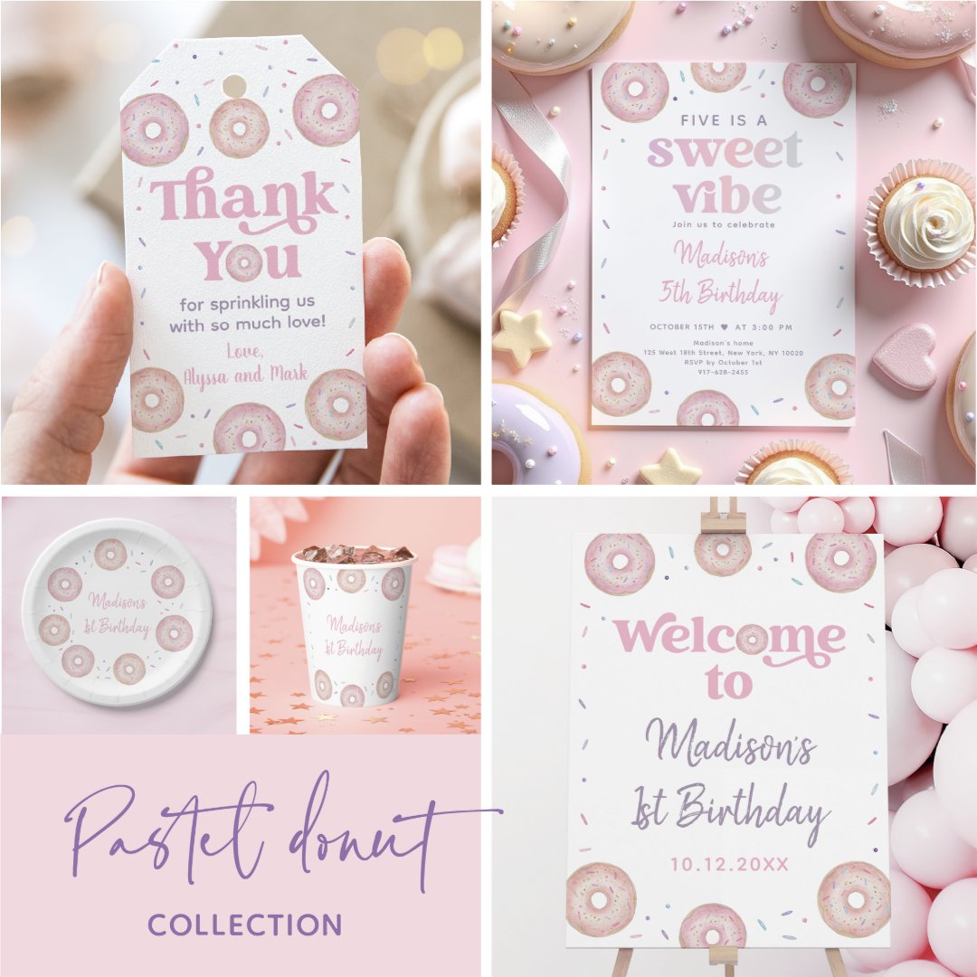 Pink Pastel Donut Sweet One Birthday Welcome Poster | Zazzle