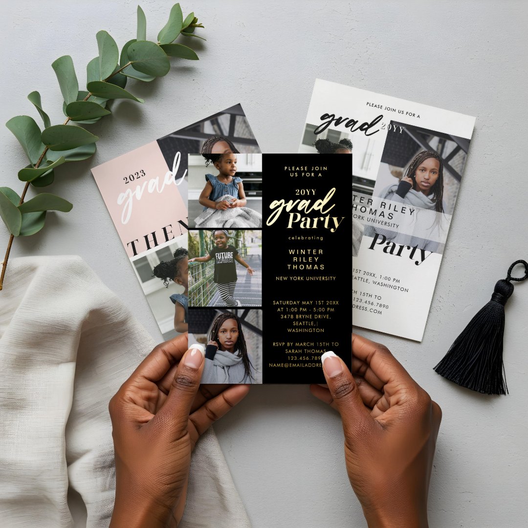 Through the Years - Now & Then Graduation 2 Photo Invitation | Zazzle