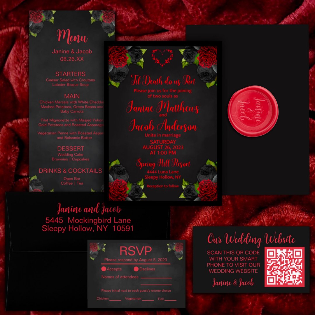 Til Death Do Us Part Goth Black Save the Date Invitation | Zazzle
