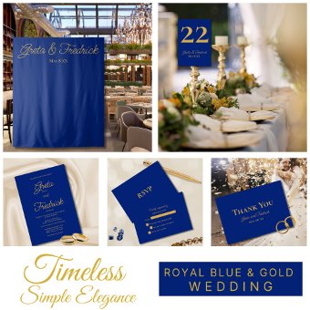 Timeless Simple Minimalist Royal Blue Gold Script Classic Round Sticker ...