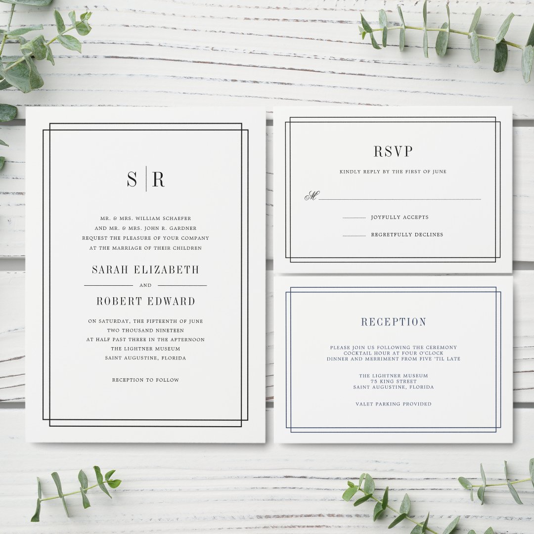 Timeless Monogram Wedding Invitation | Zazzle