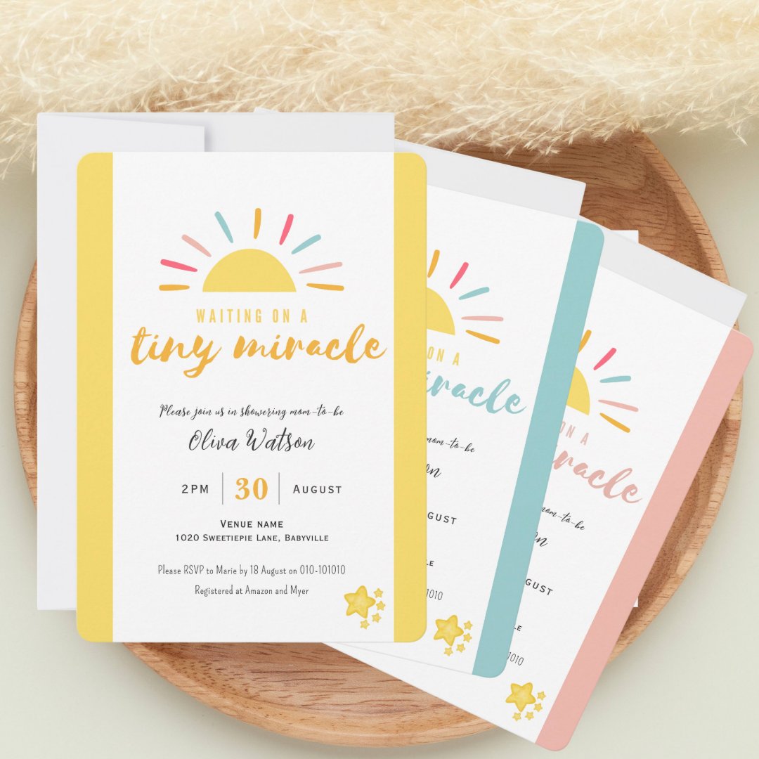 Tiny miracle Invitation Postcard, Pink Baby Shower Postcard | Zazzle