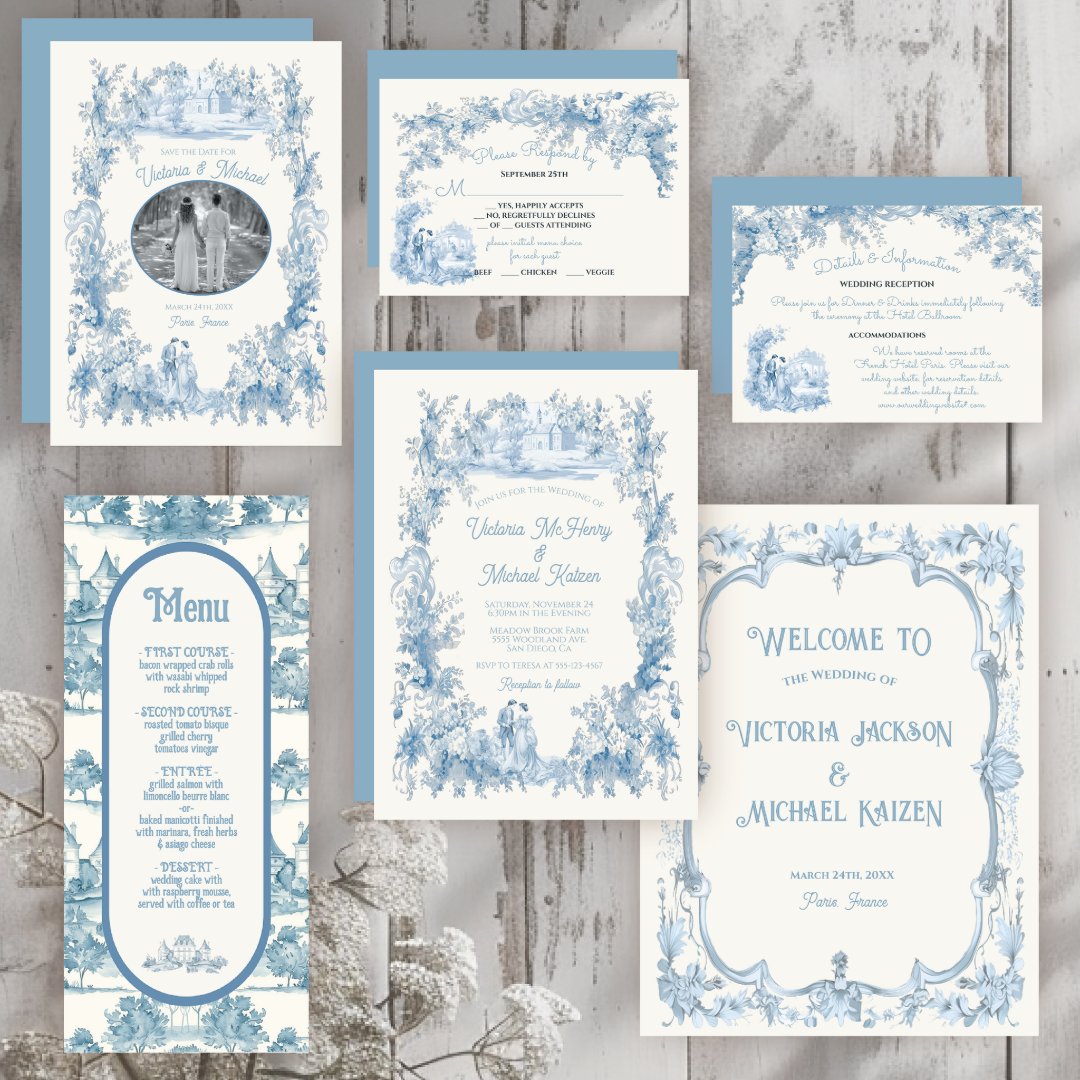 Winter wonderland outdoor Wedding toile inspired Invitation | Zazzle