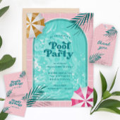Palm Springs Pool Party Blue Adult Birthday Invitation | Zazzle