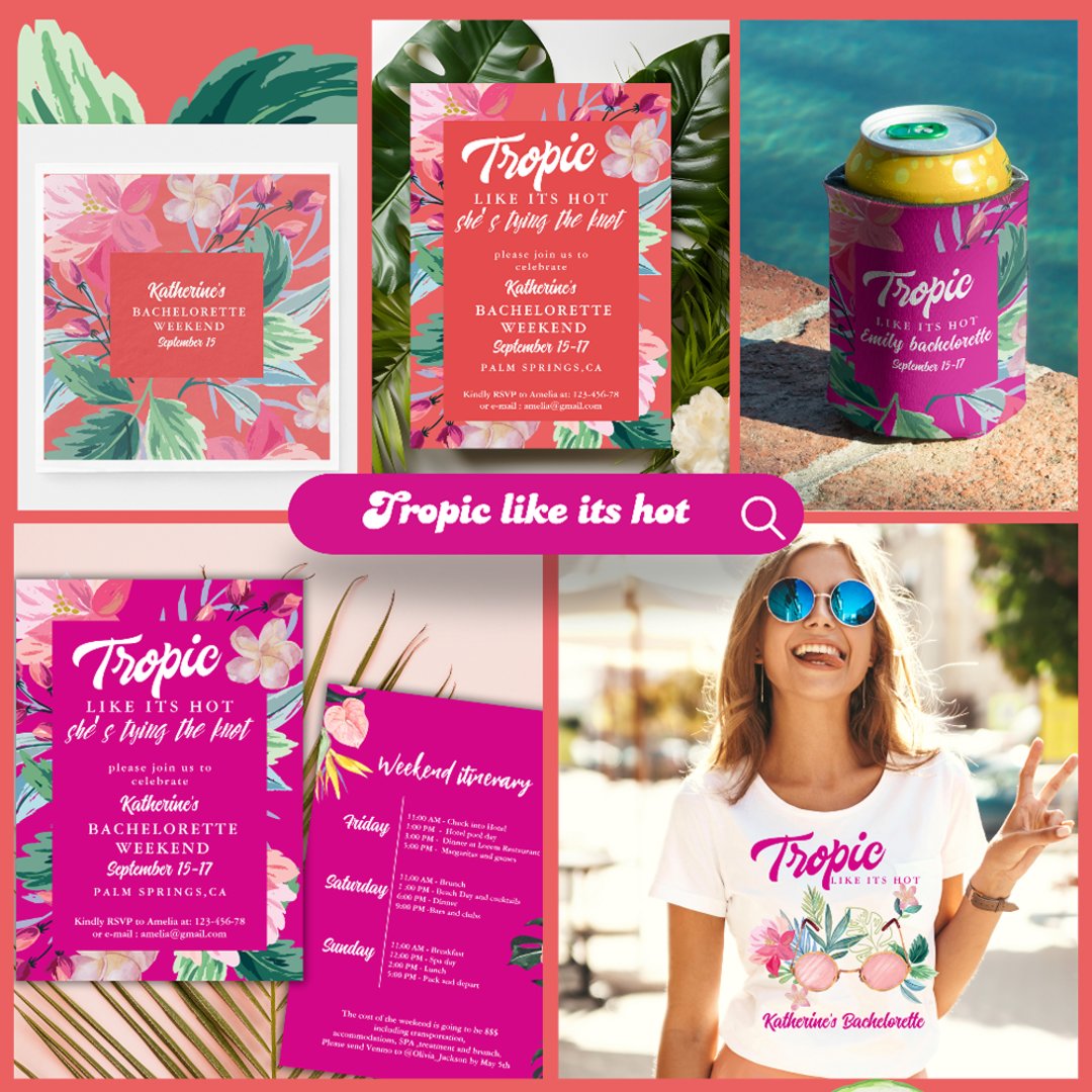 Tropic like its hot orange Bachelorette party Invitation | Zazzle