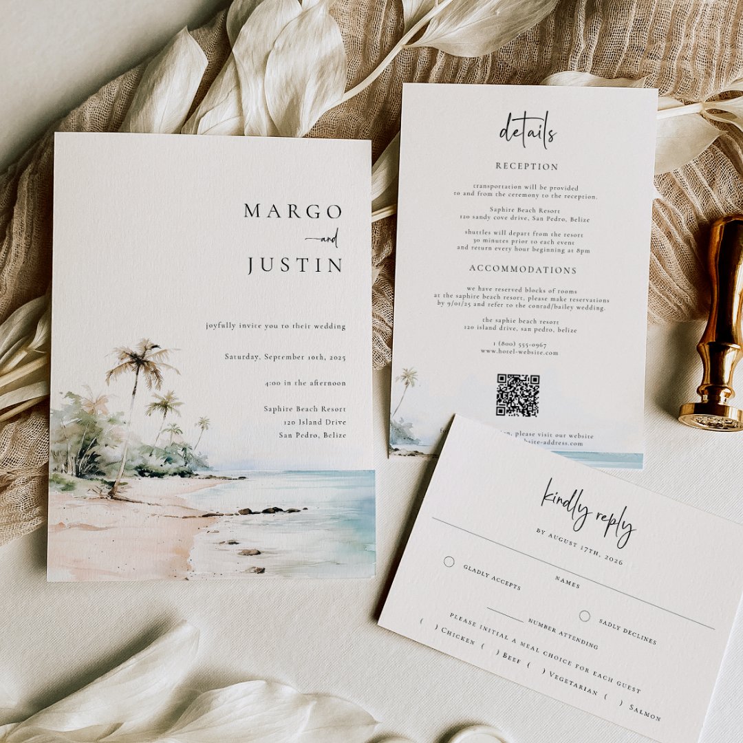 Island Destination Wedding Invitation | Zazzle