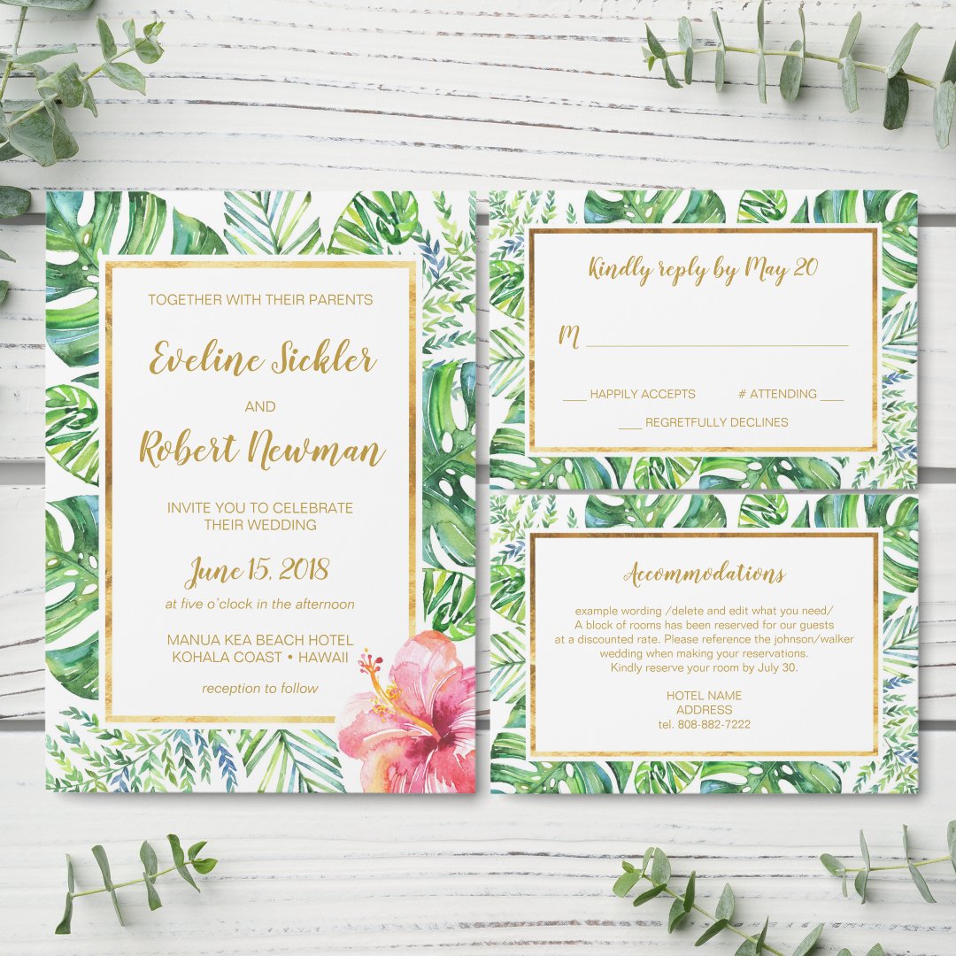 Tropical Beach Destination Wedding Invitation | Zazzle