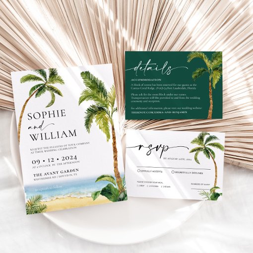 Tropical Palm Trees Wedding Invitation | Zazzle