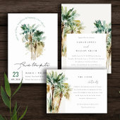 Elegant Tropical Watercolor Palm Tree Script Photo Save The Date | Zazzle