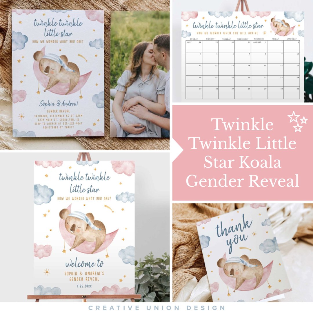 Twinkle Little Star Gender Reveal Guess the date Poster | Zazzle