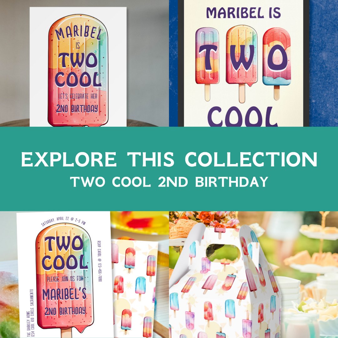 Two Cool Colorful 2nd Birthday Party Invitation | Zazzle