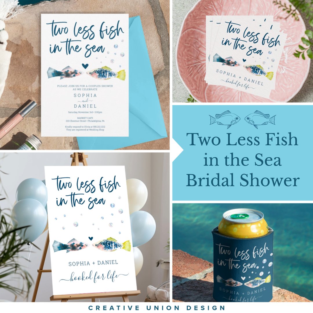 Two Less Fish In The Sea Wedding Backdrop Banner | Zazzle