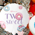 Two Sweet Donut Birthday Party Classic Round Sticker | Zazzle