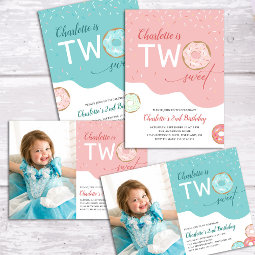 Two Sweet Girl 2nd Birthday Invitation | Zazzle