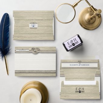 Tying The Knot Rustic Beach Wedding Suite Tri-Fold Invitation | Zazzle