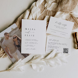 Ultra Minimal Left | Calligraphy Accent Wedding Invitation | Zazzle