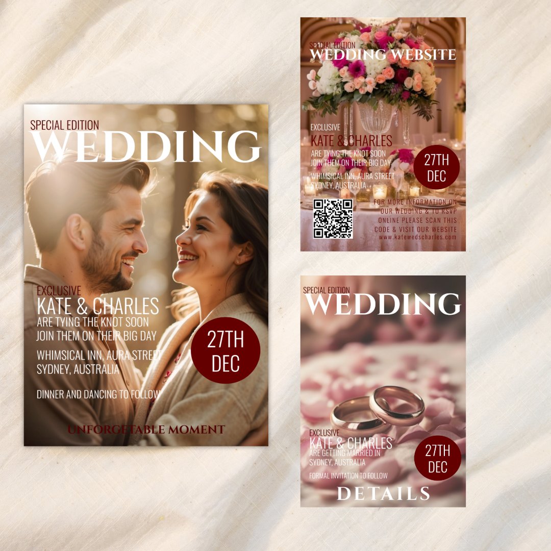 Unique Custom Magazine Style Wedding invitation | Zazzle