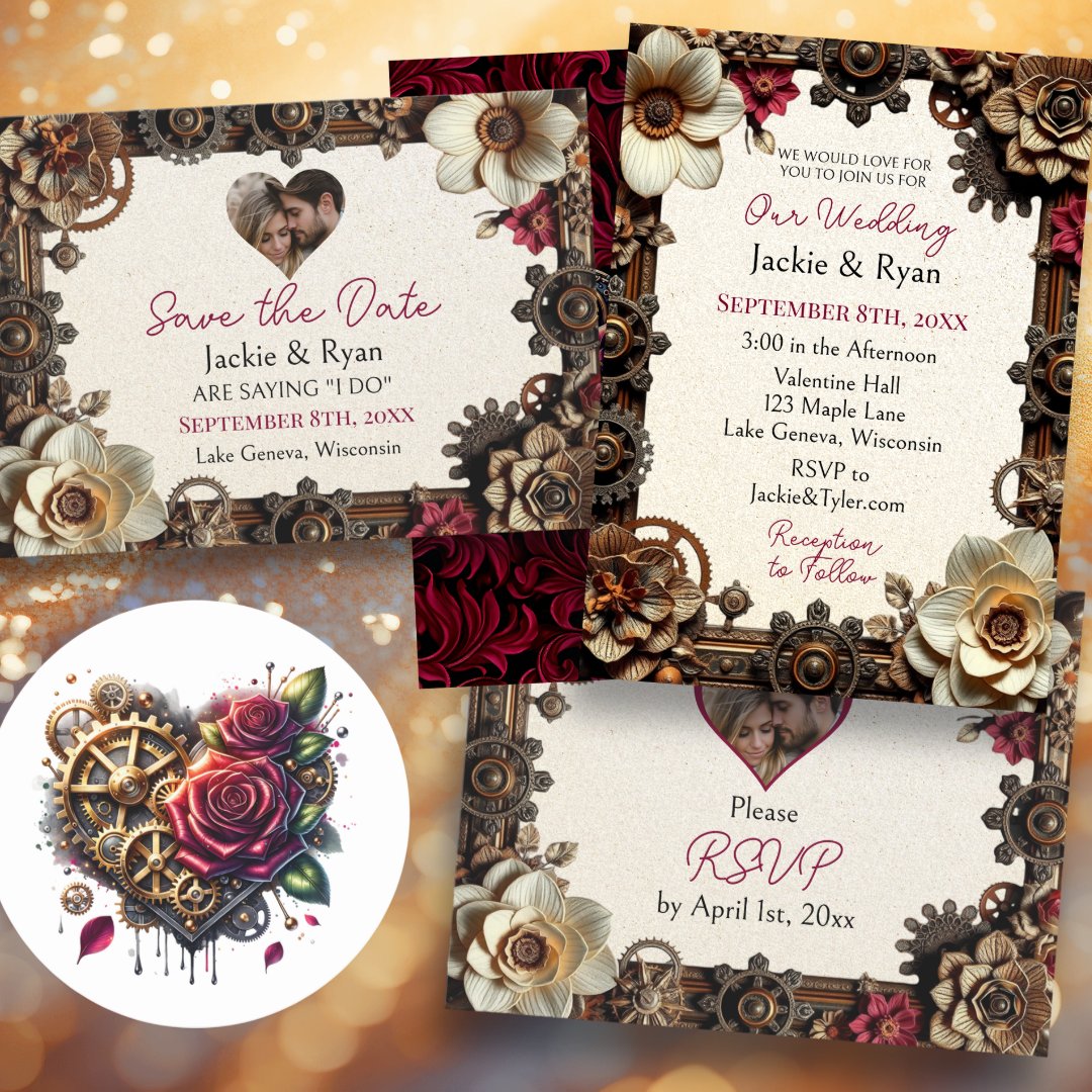 Steampunk Gothic Themed Wedding Invitation | Zazzle