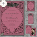 Victorian Bat Until Death Black & Wine Wedding Invitation | Zazzle