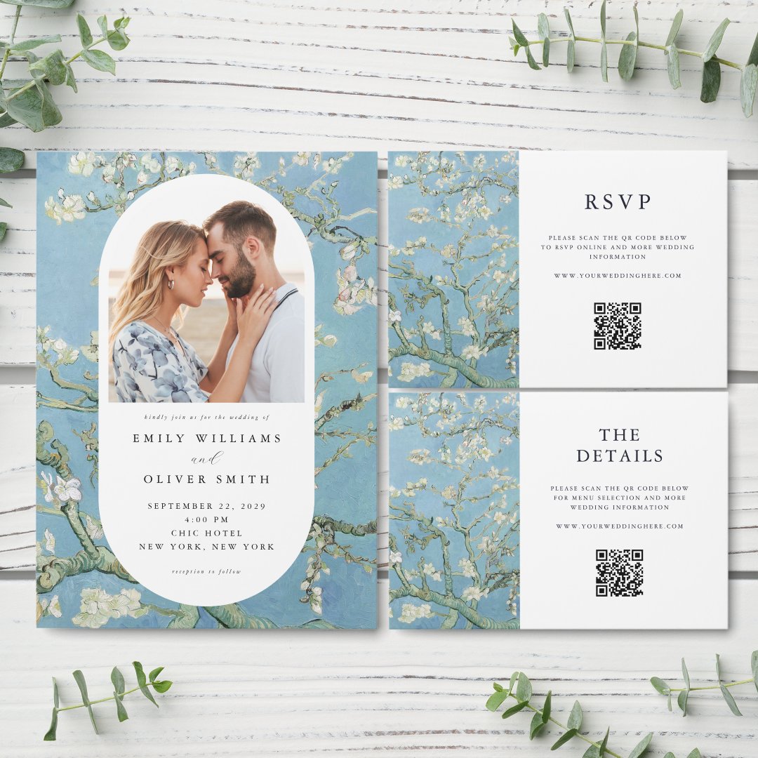 Vincent Van Gogh Almond Blossom Floral Wedding Invitation | Zazzle