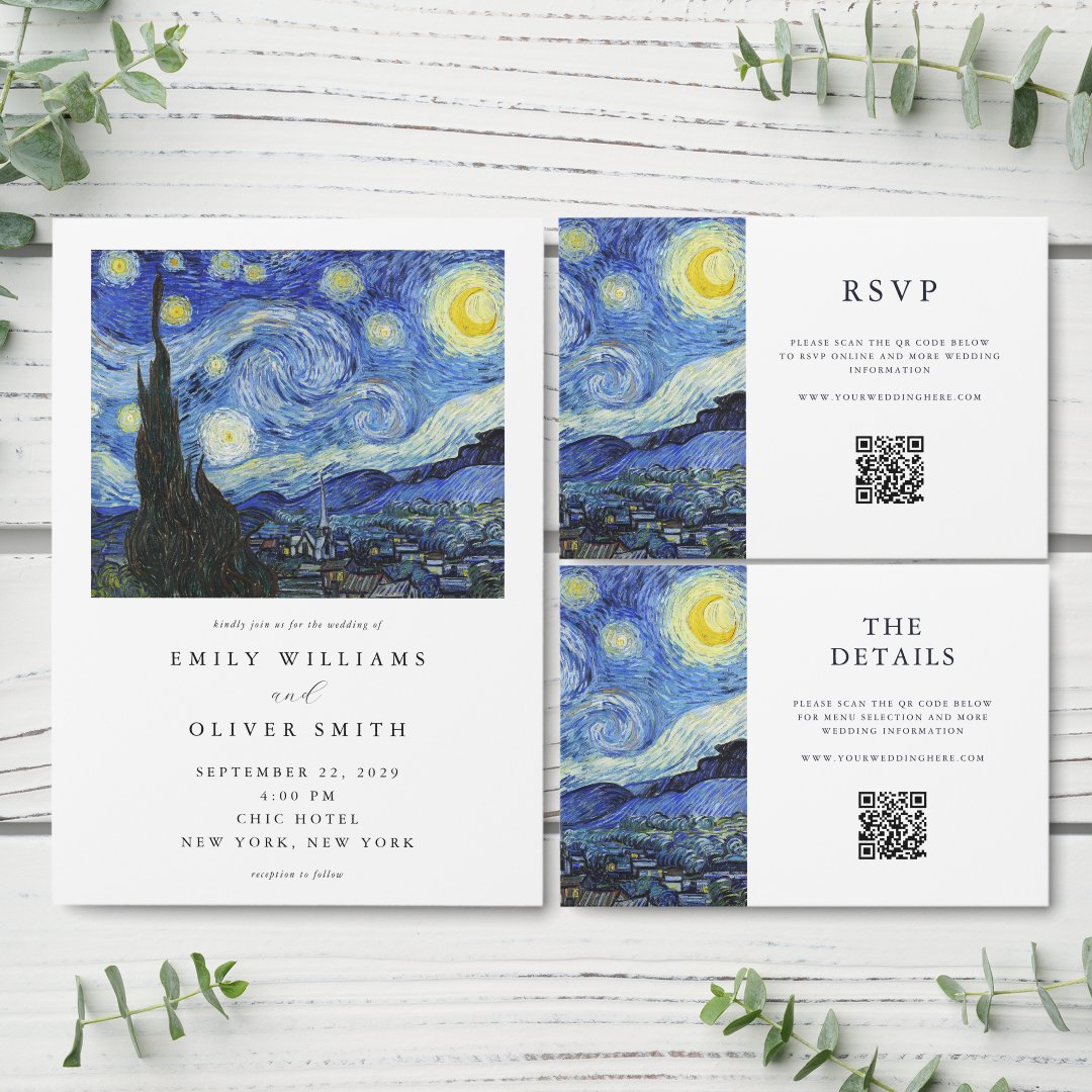 Vincent Van Gogh Starry Night All in One Wedding Invitation | Zazzle