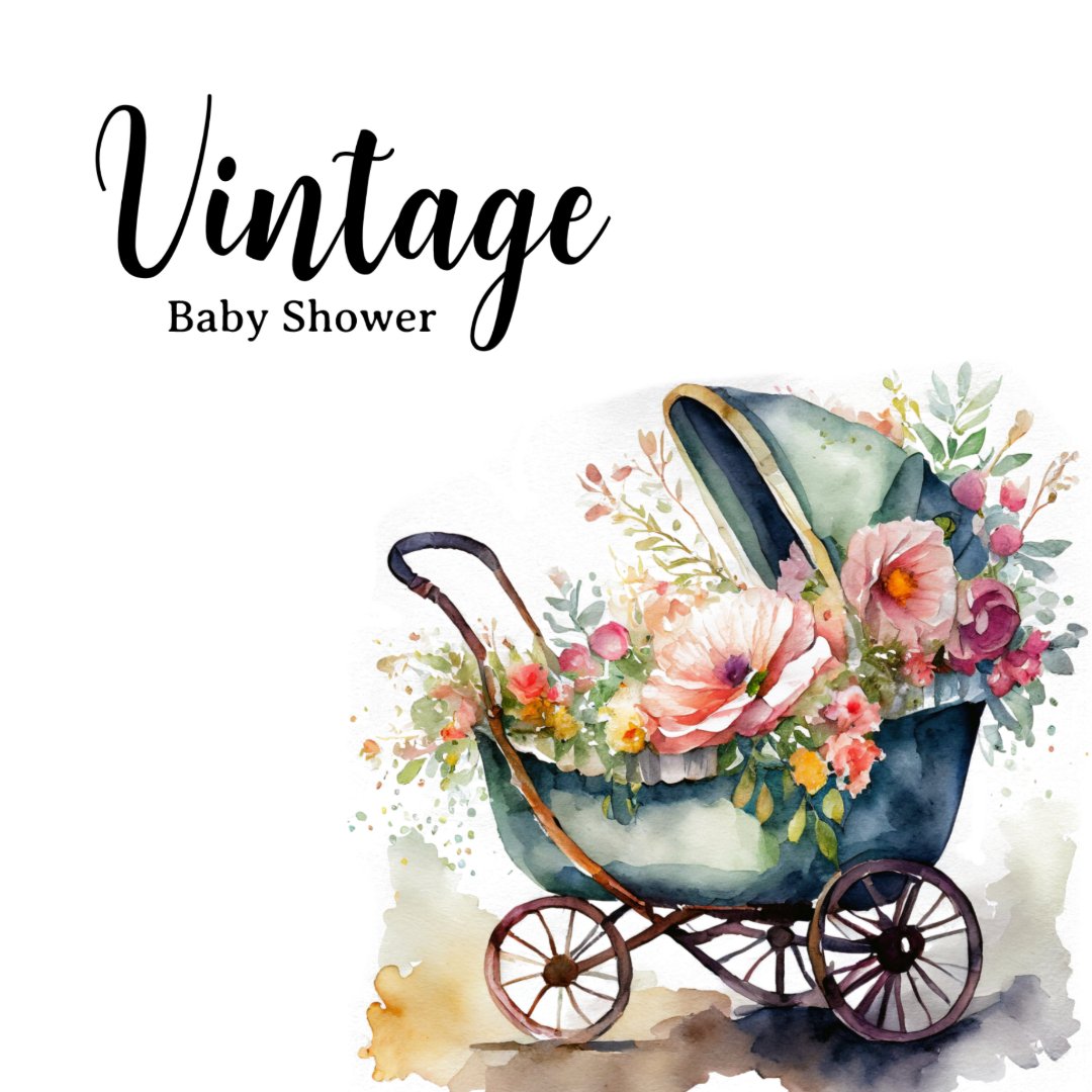 Vintage Stroller Personalized Baby Shower Paper Plates | Zazzle