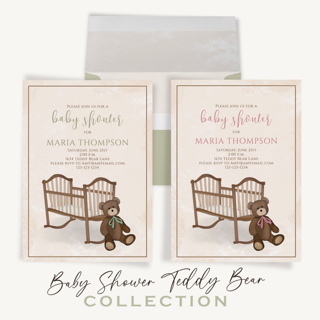 Gender Neutral Teddy Bear QR Code Social Media Invitation | Zazzle