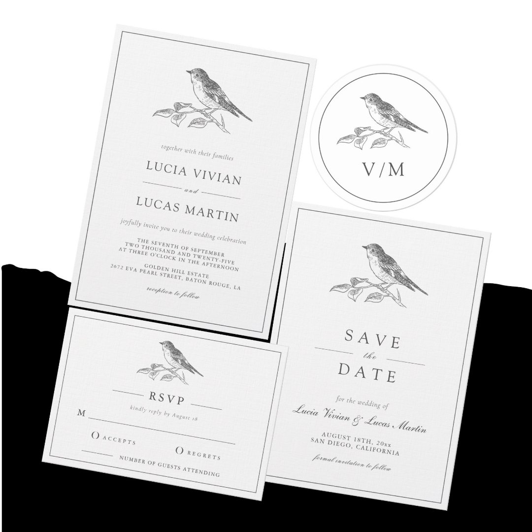 Classic Vintage Forest Bird Wedding Invitation | Zazzle