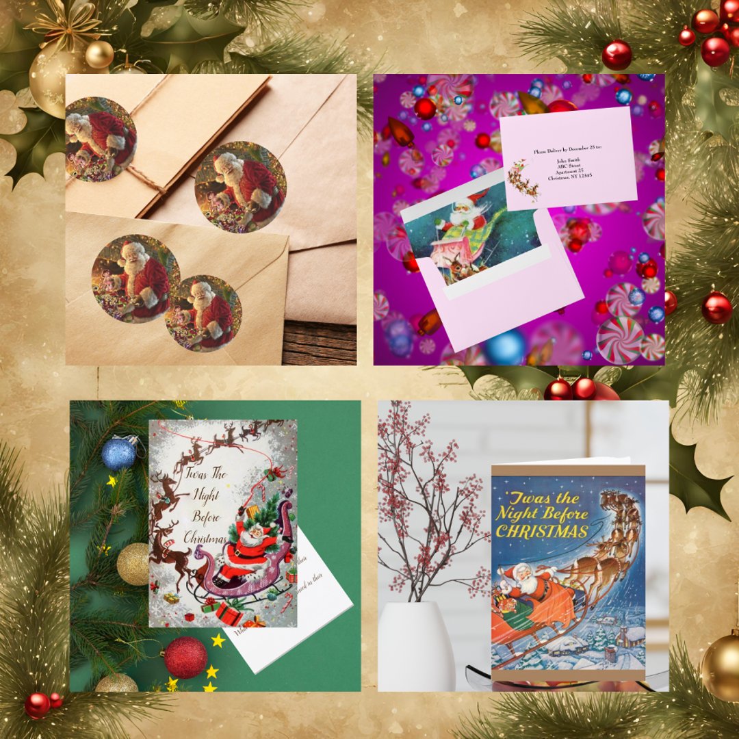 Vintage Christmas Inuit Igloo Santa Flying Postcard | Zazzle