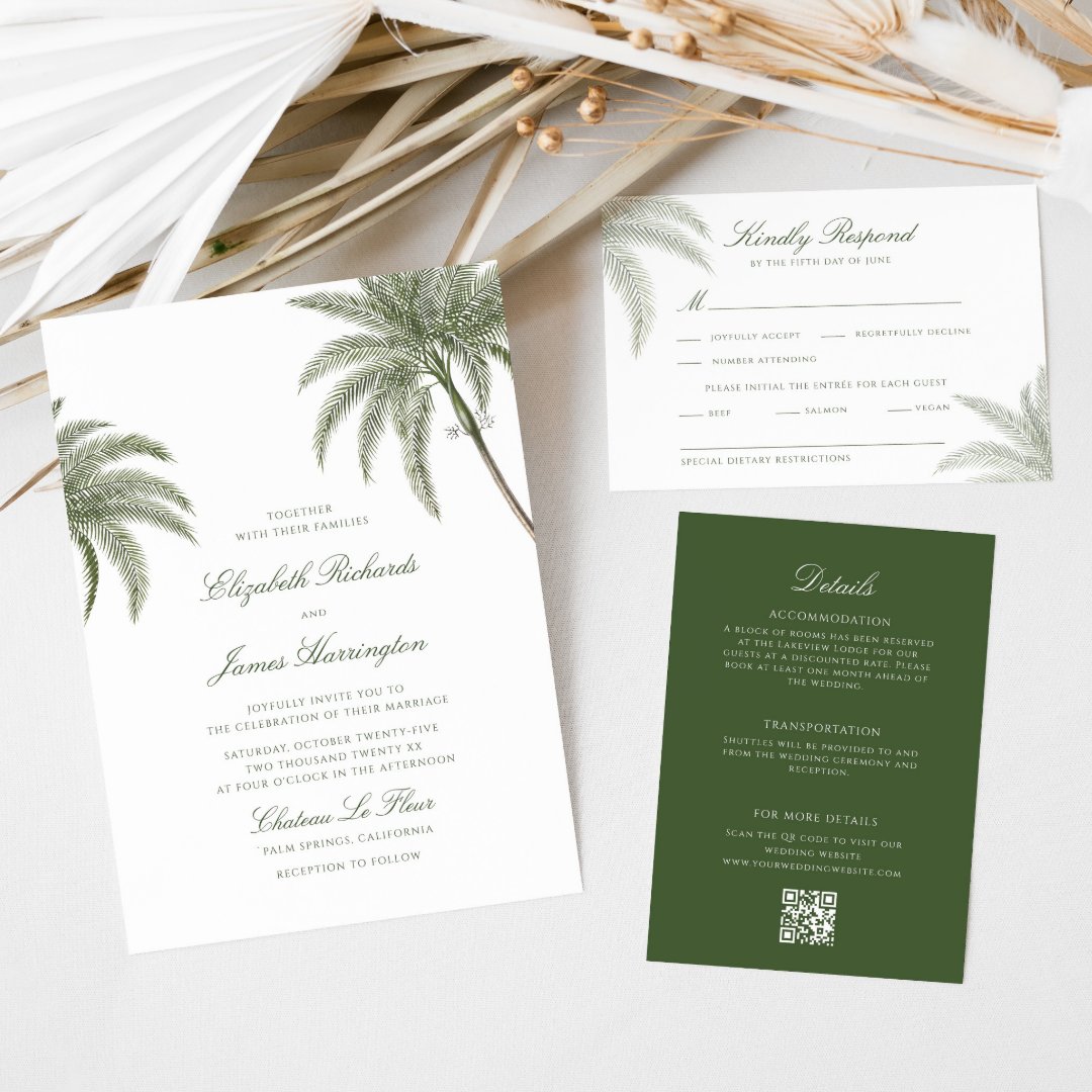 Vintage Palm Tree Wedding Invitation | Zazzle