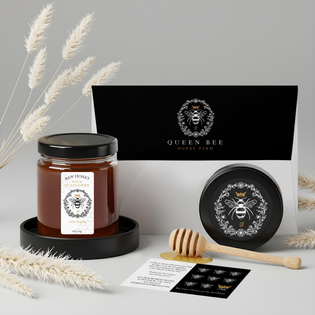 Elegant Vintage Crown Queen Bee Honey Jar Label | Zazzle