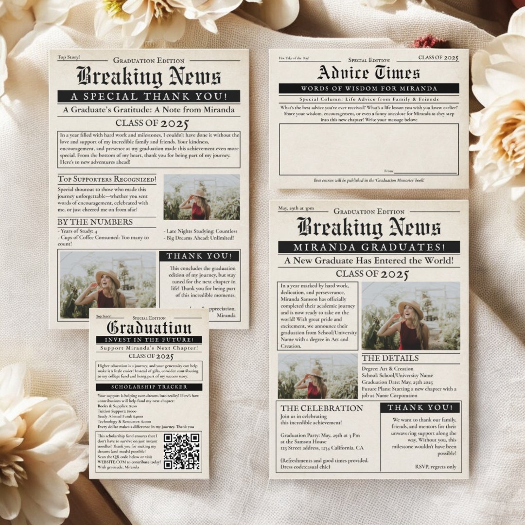 Vintage Newspaper Photo Graduation Welcome Poster | Zazzle