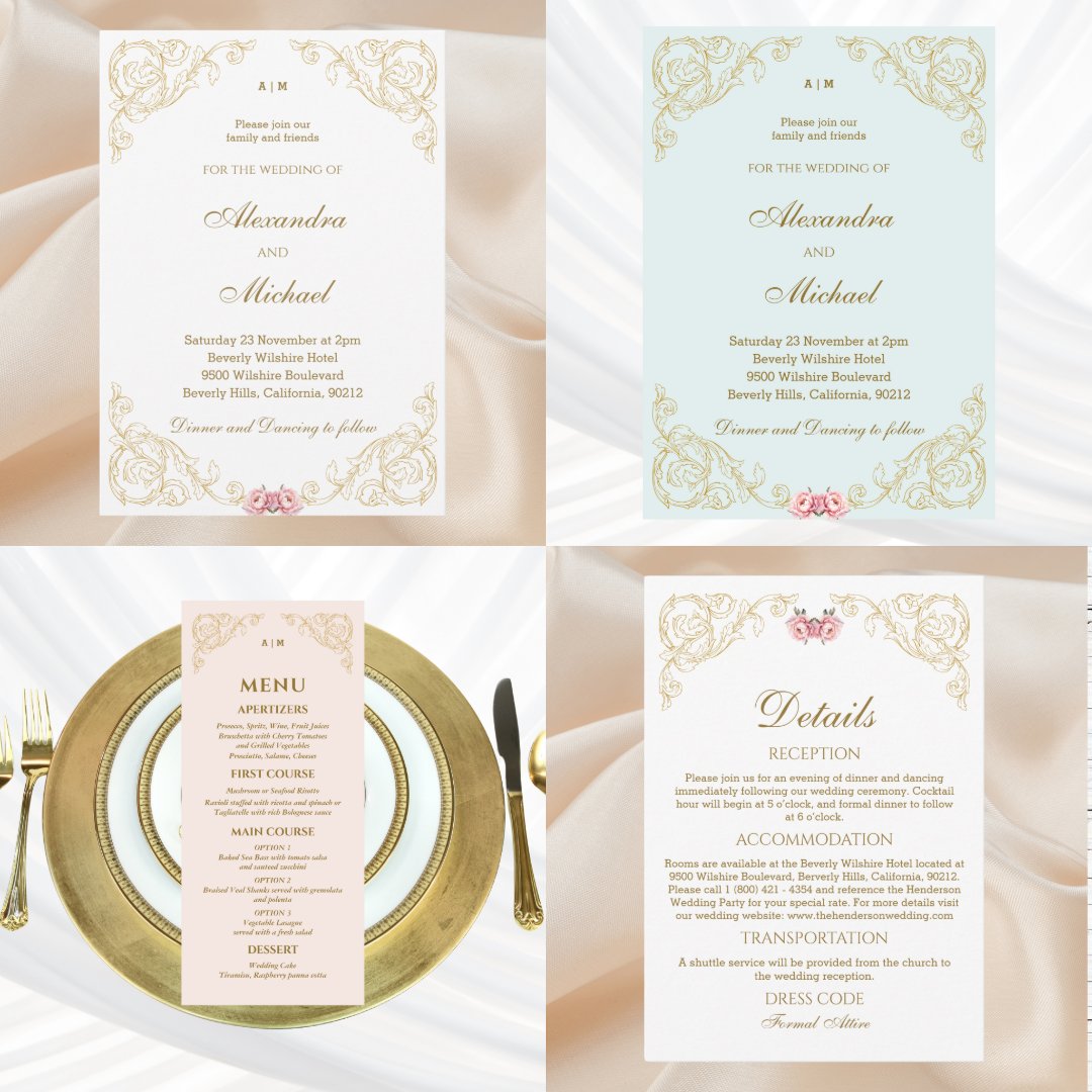 Ornate Vintage Baroque Wedding Invitation | Zazzle