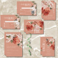 Vintage Rustic Rust & Peach Peonies Wedding Invitation | Zazzle