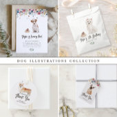 Vintage Watercolor Cute Dogs Blue Birthday Invitation | Zazzle