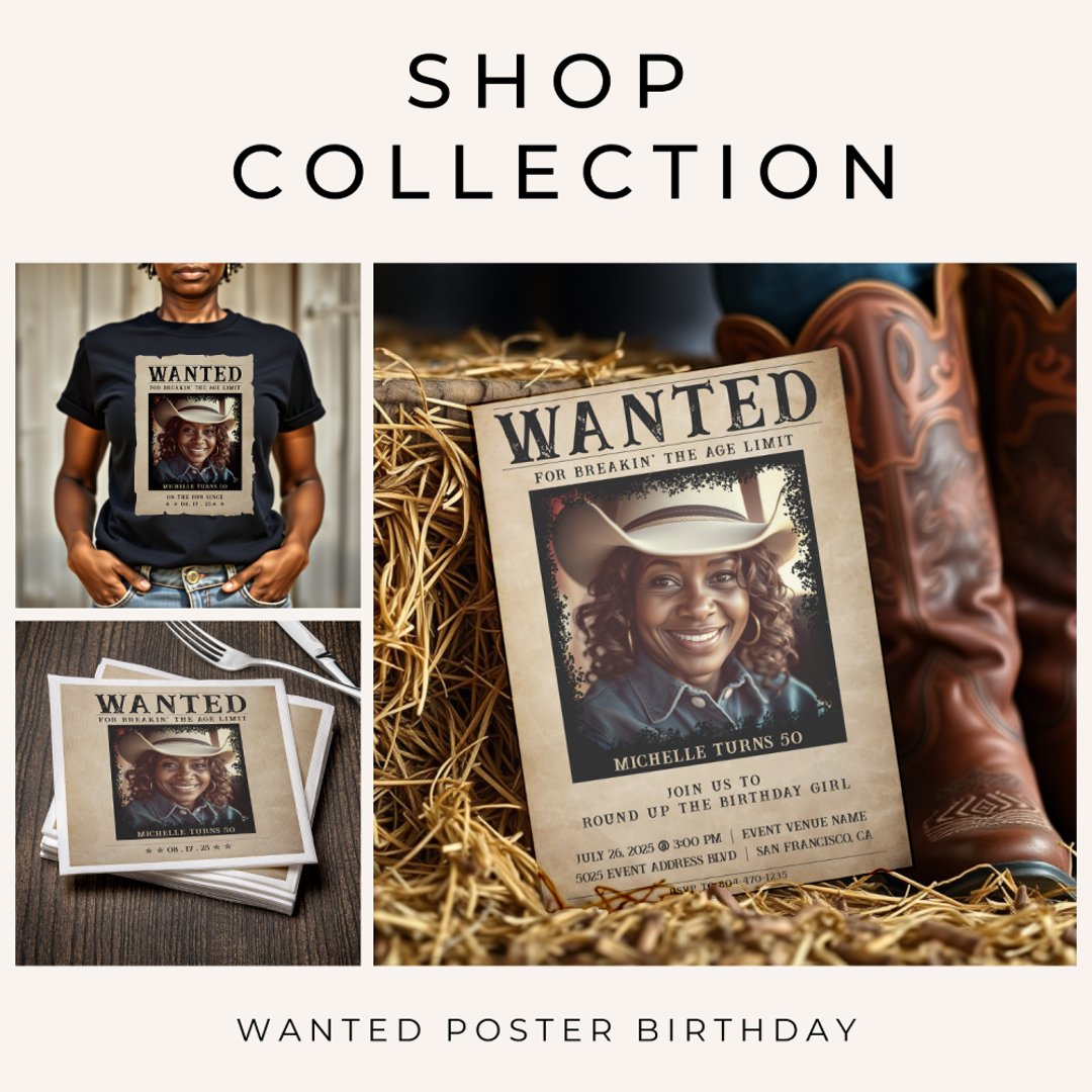 Vintage Photo Wanted Poster 50th Birthday Party Invitation | Zazzle