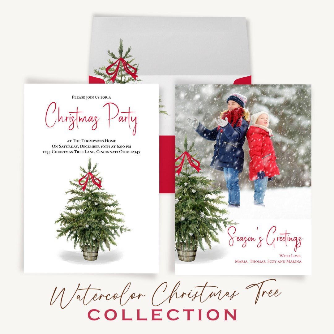 Merry Christmas Tree Watercolor Custom Gift Tags | Zazzle