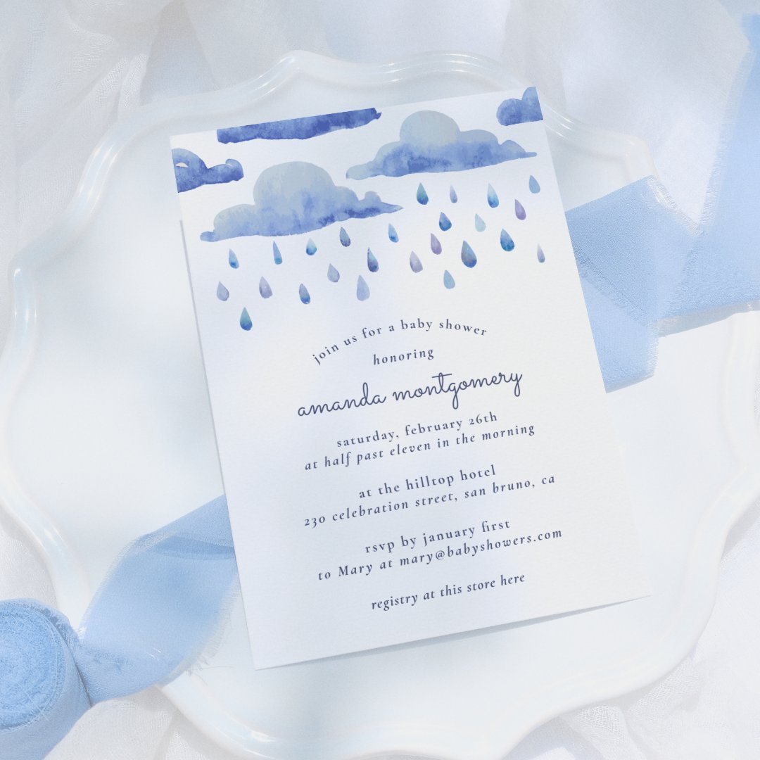 Watercolor Clouds Baby Shower Invitation | Zazzle