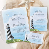 Watercolor Lighthouse Nautical Wedding Invitation | Zazzle