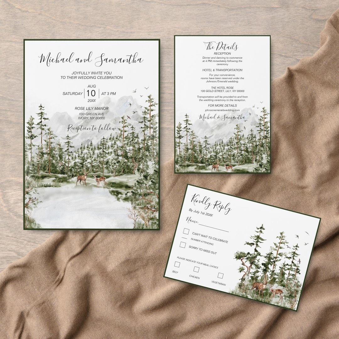 Watercolor Mountain Forest Rustic Wedding Paper Plates | Zazzle