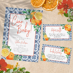 Watercolor Ciao, Baby! Orange Baby Shower Invitation | Zazzle